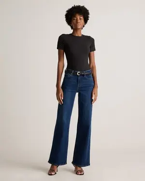 Quince Bella Stretch Wide Leg Jeans - Midnight Blue