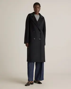Quince Italian Wool Double-breasted Coat - Black