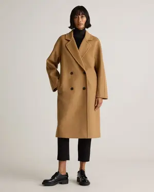 Quince Italian Wool Double-breasted Coat - Caramel