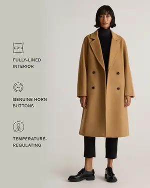 Quince Italian Wool Double-breasted Coat - Caramel