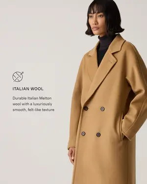 Quince Italian Wool Double-breasted Coat - Caramel