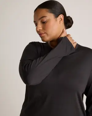 Quince Flowknit Breeze Long Sleeve Top - Black