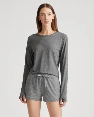 Quince Flowknit Breeze Long Sleeve Top - Charcoal