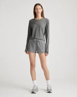 Quince Flowknit Breeze Long Sleeve Top - Charcoal