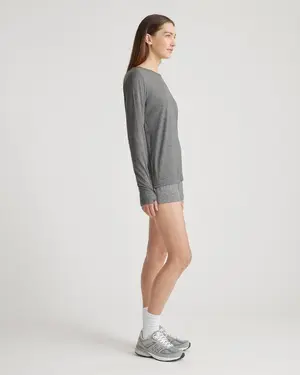 Quince Flowknit Breeze Long Sleeve Top - Charcoal