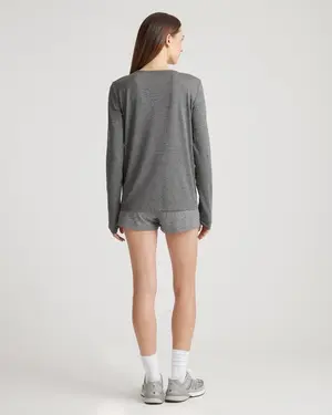 Quince Flowknit Breeze Long Sleeve Top - Charcoal