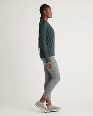 Quince Flowknit Breeze Long Sleeve Top - Heather Green