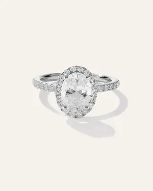 Quince 1.50ct Lab Grown Diamond Oval Halo Pave Engagement Ring - Platinum