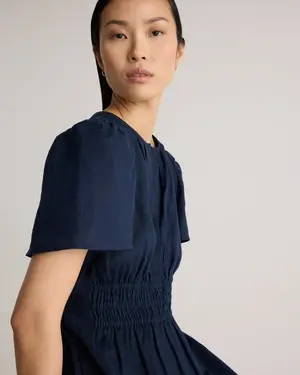 Quince European Linen Maxi Dress - Deep Navy