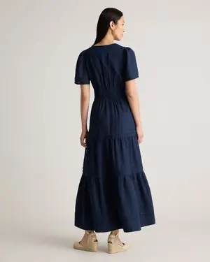 Quince European Linen Maxi Dress - Deep Navy
