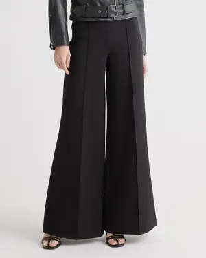 Quince Ultra-stretch Ponte Super Wide Leg Pants - Black
