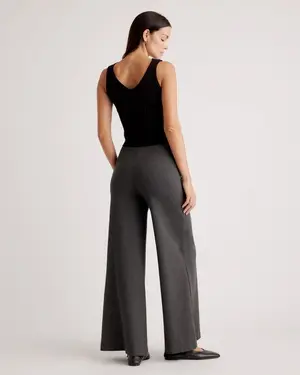 Quince Ultra-stretch Ponte Super Wide Leg Pants - Charcoal