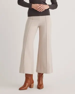 Quince Ultra-stretch Ponte Super Wide Leg Pants - Ecru