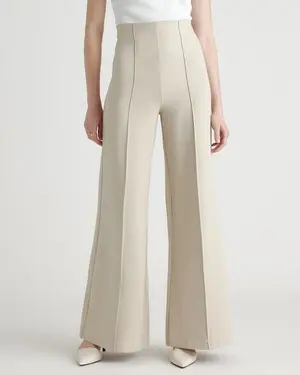 Quince Ultra-stretch Ponte Super Wide Leg Pants - Ecru