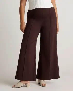 Quince Ultra-stretch Ponte Super Wide Leg Pants - Espresso