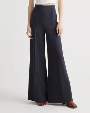 Quince Ultra-stretch Ponte Super Wide Leg Pants - Navy