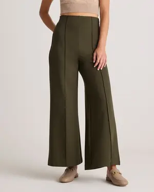 Quince Ultra-stretch Ponte Super Wide Leg Pants - Olive