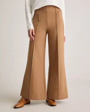 Quince Ultra-stretch Ponte Super Wide Leg Pants - Roasted Pecan