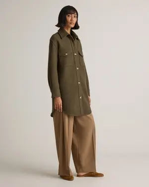 Quince 100% Merino Wool Long Shirt Jacket - Olive Grove