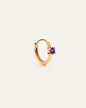 Quince 14k Gold Gemstone Mini Hoop Earring - Amethyst