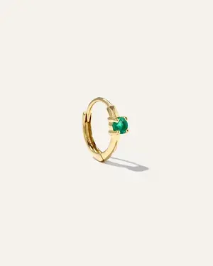 Quince 14k Gold Gemstone Mini Hoop Earring Emerald