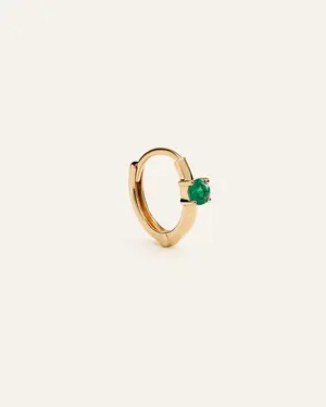 Quince QUINCE 14k Gold Gemstone Mini Hoop Earring Emerald