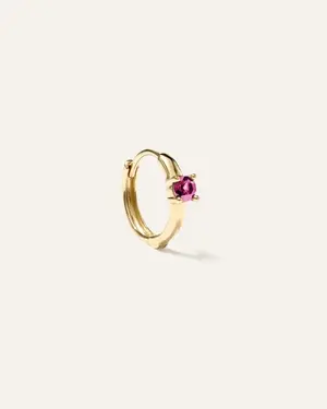Quince 14k Gold Gemstone Mini Hoop Earring - Ruby