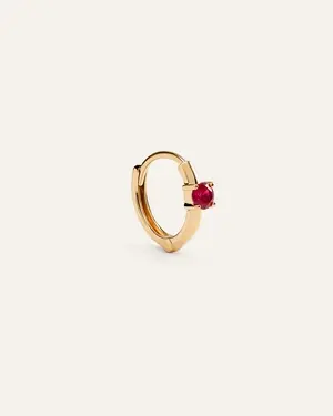 Quince 14k Gold Gemstone Mini Hoop Earring - Ruby