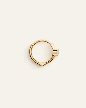 Quince 14k Gold Gemstone Mini Hoop Earring - White Sapphire