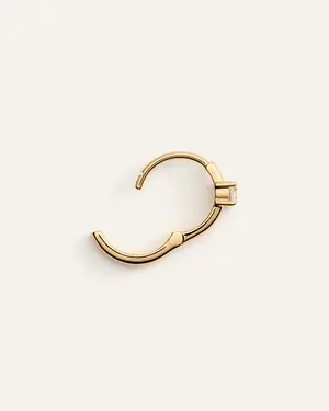 Quince 14k Gold Gemstone Mini Hoop Earring - White Sapphire