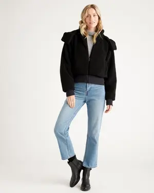 Quince Hooded Sherpa Jacket - Black