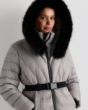 Quince Belted Puffer Coat - Morel Grey