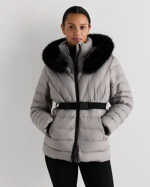 Quince Belted Puffer Coat - Morel Grey