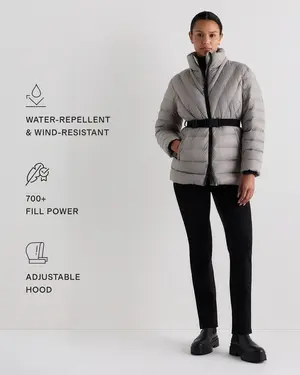 Quince Belted Puffer Coat - Morel Grey