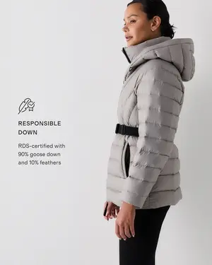 Quince Belted Puffer Coat - Morel Grey