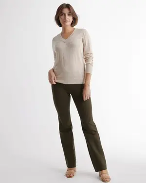 Quince Ultra-stretch Ponte Bootcut Pants - Olive
