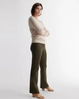 Quince Ultra-stretch Ponte Bootcut Pants - Olive
