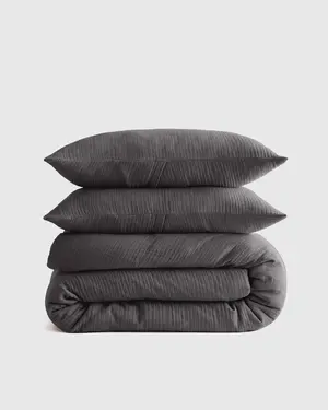 Quince Gauze Duvet Cover Set - Charcoal