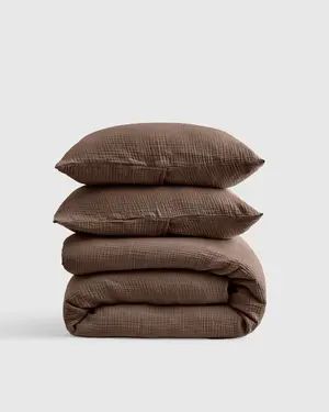 Quince Gauze Duvet Cover Set Chocolate