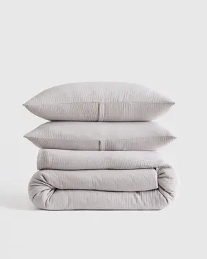 Quince Gauze Duvet Cover Set - Light Grey