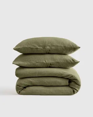Quince Gauze Duvet Cover Set - Olive
