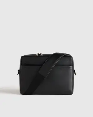 Quince Italian Leather Crossbody Messenger Bag - Black