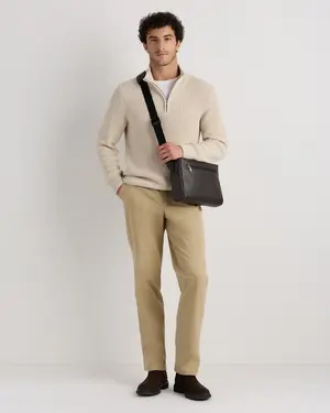 Quince Italian Leather Crossbody Messenger Bag - Hickory