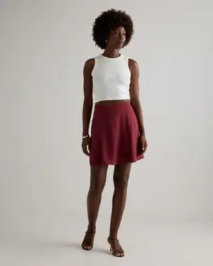Quince Lightweight Crepe A-line Mini Skirt - Maroon