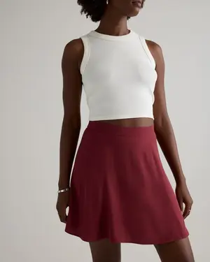 Quince Lightweight Crepe A-line Mini Skirt - Maroon