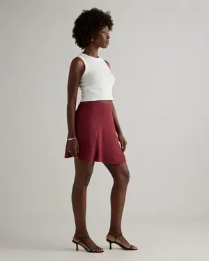 Quince Lightweight Crepe A-line Mini Skirt - Maroon