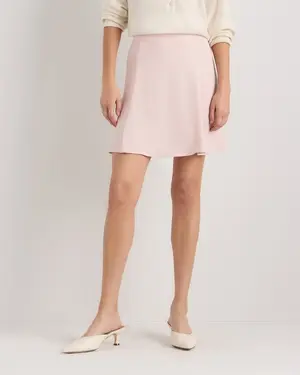 Quince Crepe A-line Mini Skirt - Shell Pink