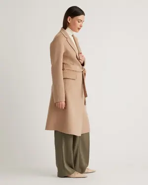 Quince 100% Mongolian Cashmere Double-faced Wrap Coat - Camel