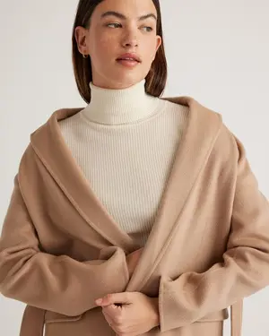 Quince 100% Mongolian Cashmere Double-faced Wrap Coat - Camel
