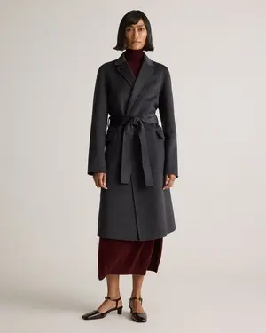 Quince 100% Mongolian Cashmere Double-faced Wrap Coat - Heather Graphite